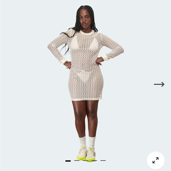Dresses | Ivy Park Open Mesh Long Sleeve Mini Dress Off White | Poshmark